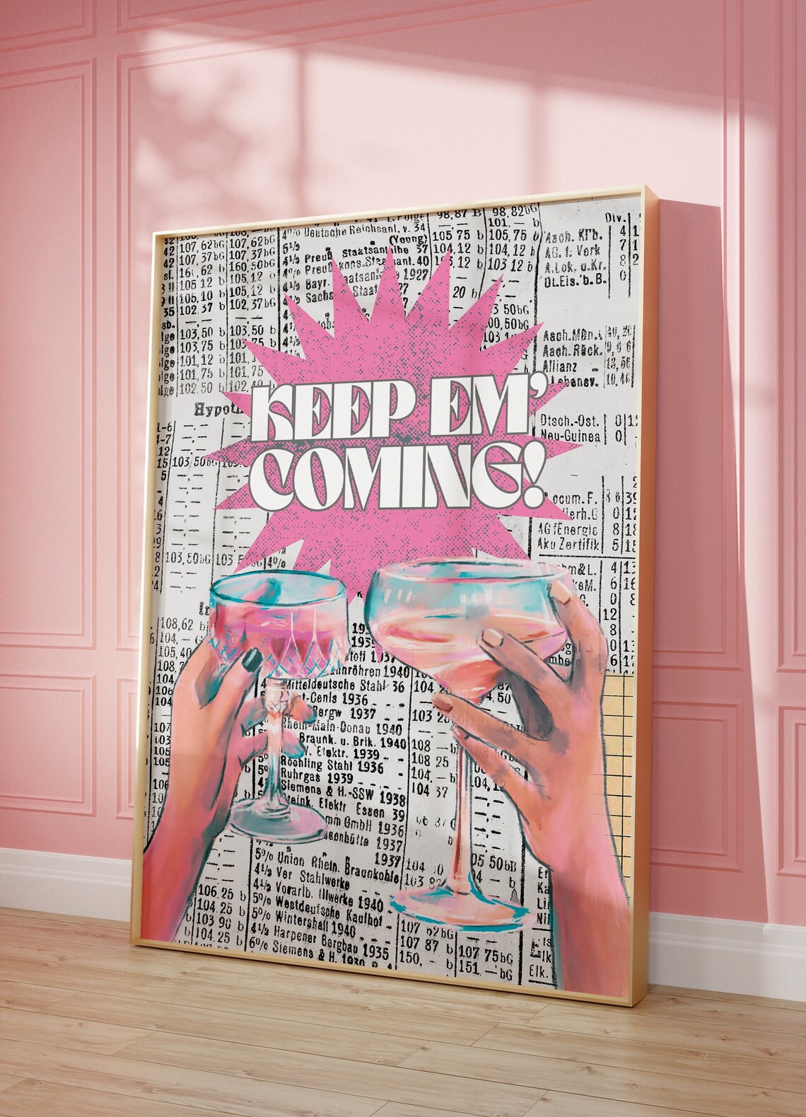Keep Em Coming Print-retro Bar Cart Art-trendy Newspaper Printable Art ...