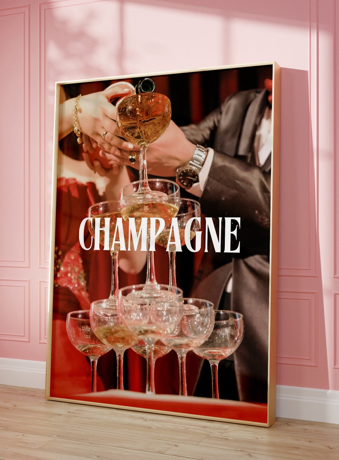 Retro Champagne Tower Poster-aesthetic Girly Bar Cart - Etsy