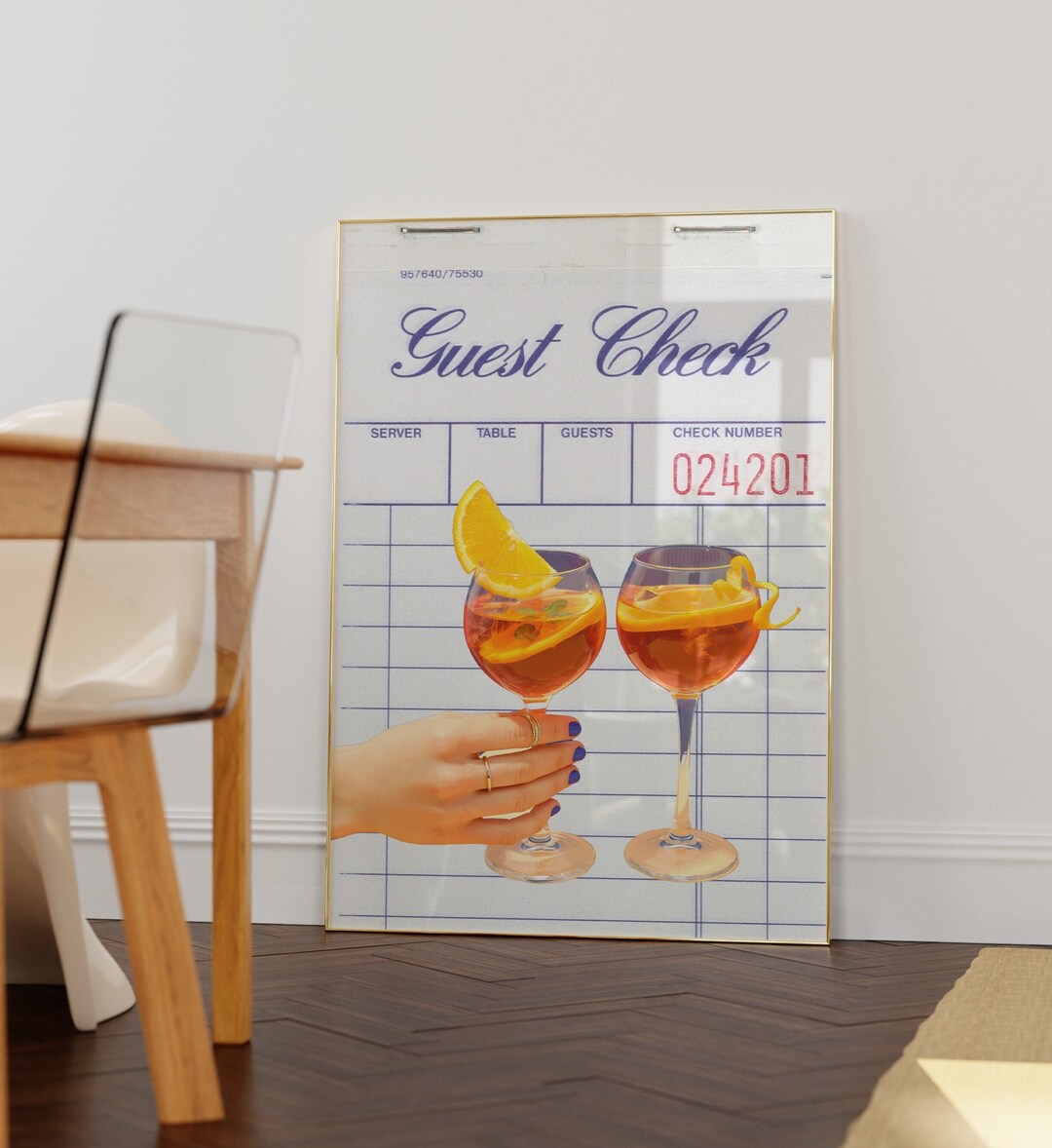 Retro Guest Check Cocktail Printable Wall Art-preppy Cocktail - Etsy