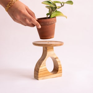 Modern Minimal Small Plant Stand, Mid-century Modern, Indoor Solid Teak ...