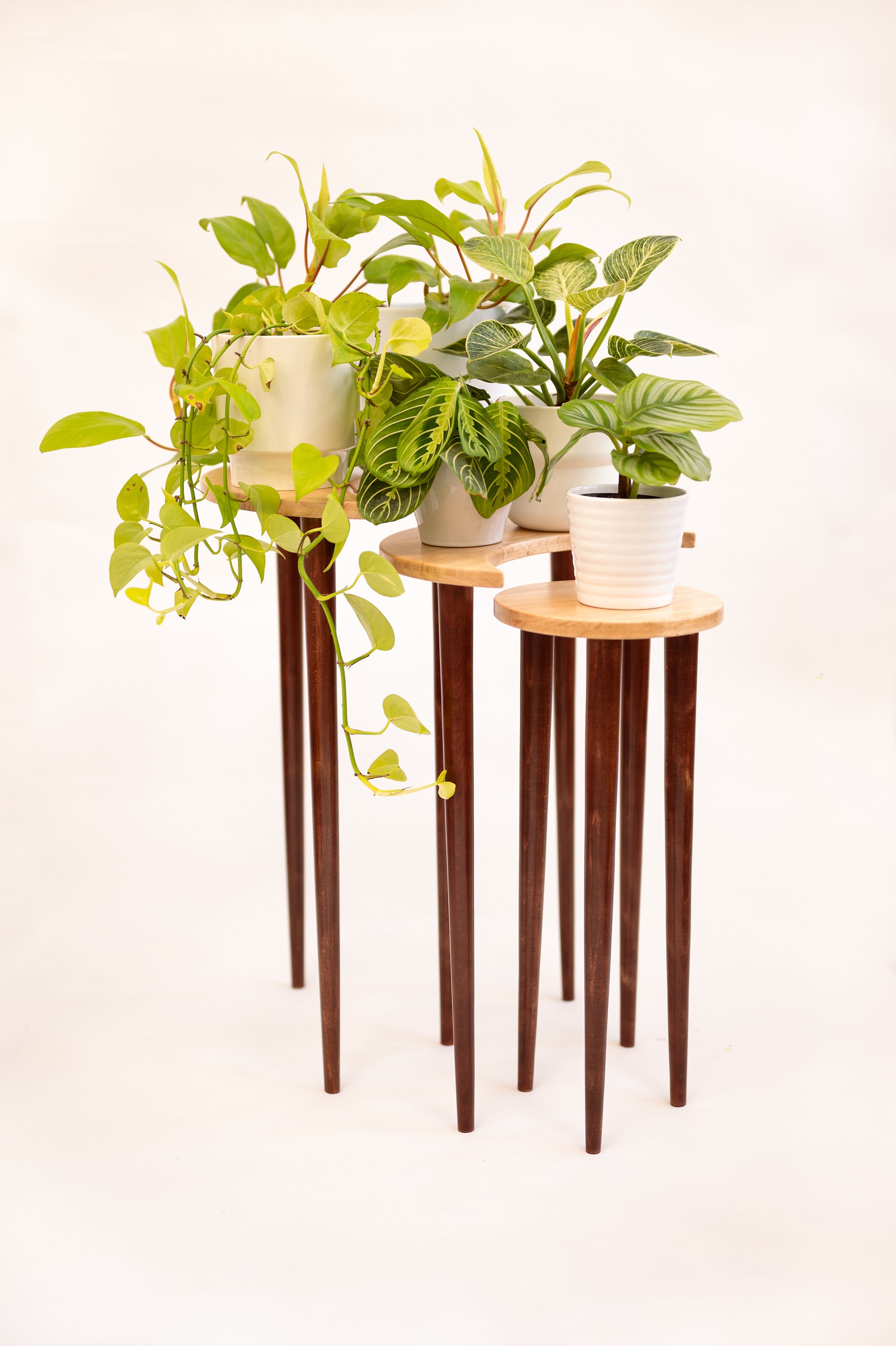 Moon Shaped Wood Plant Stand Nesting Tables Tiered Plant - Etsy