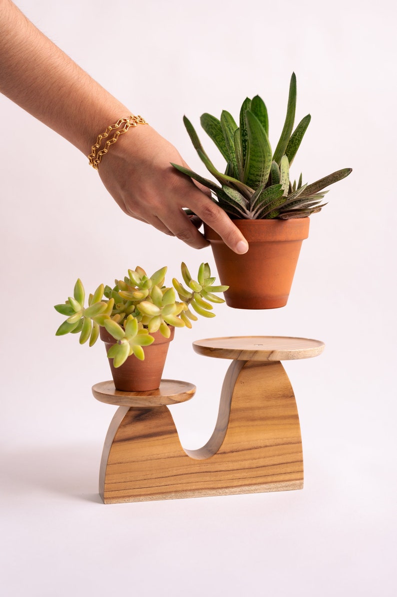 Multi-tier Mini Solid Teak Wood Handmade Plant Stand - Etsy