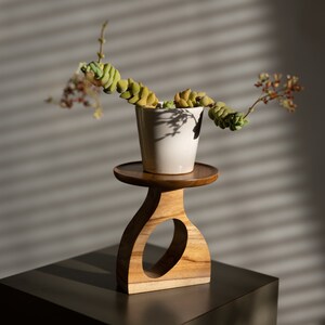Modern Minimal Small Plant Stand, Mid-century Modern, Indoor Solid Teak ...