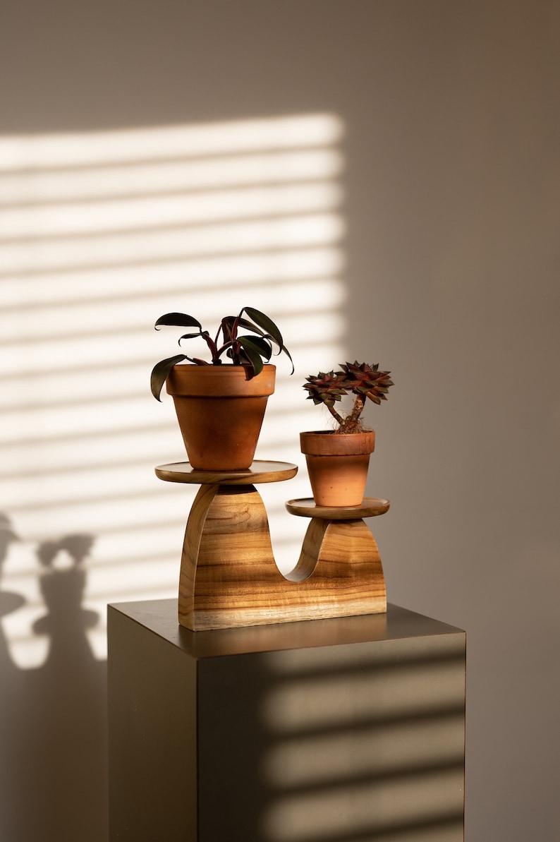 Multi-tier Mini Solid Teak Wood Handmade Plant Stand - Etsy