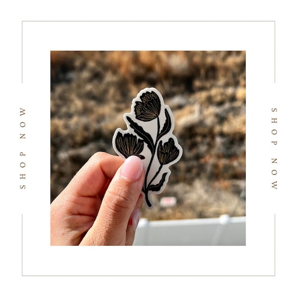 Black Flower Sticker - Etsy