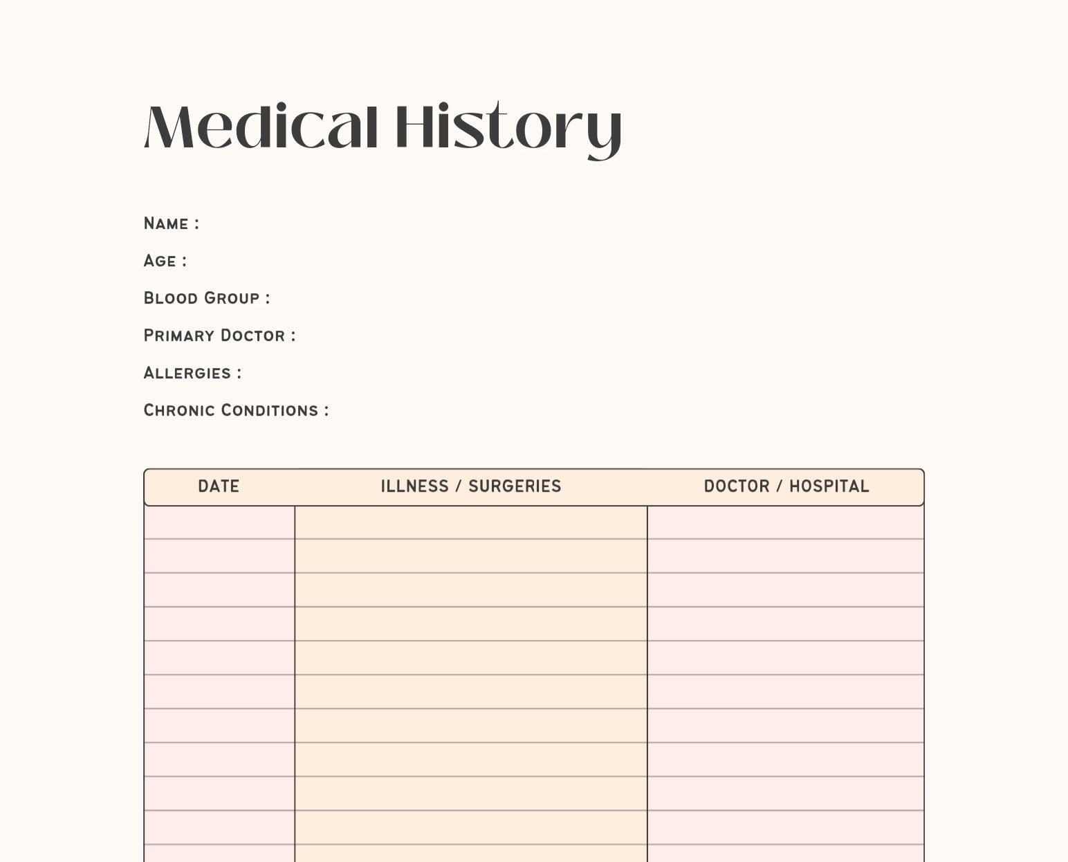 Printable Medical Tracker, Health Journal Template, Personal Health ...