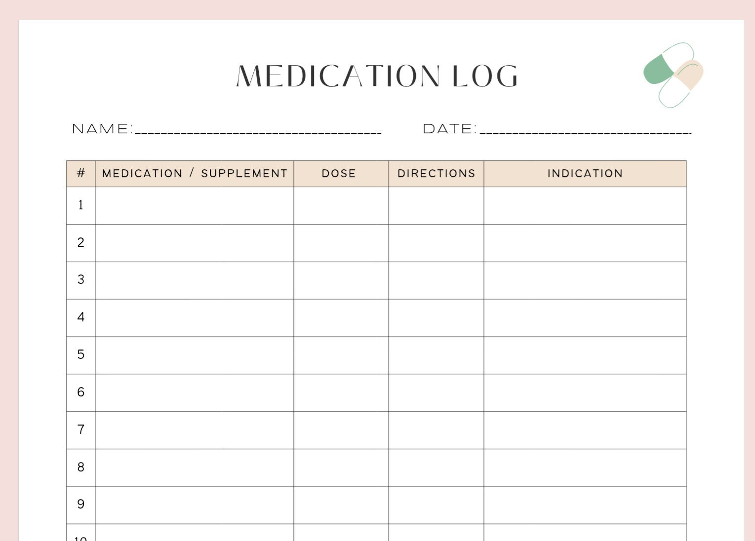 Printable Medical Tracker, Health Journal Template, Personal Health ...