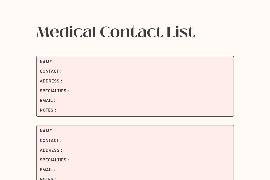 Printable Medical Tracker, Health Journal Template, Personal Health ...