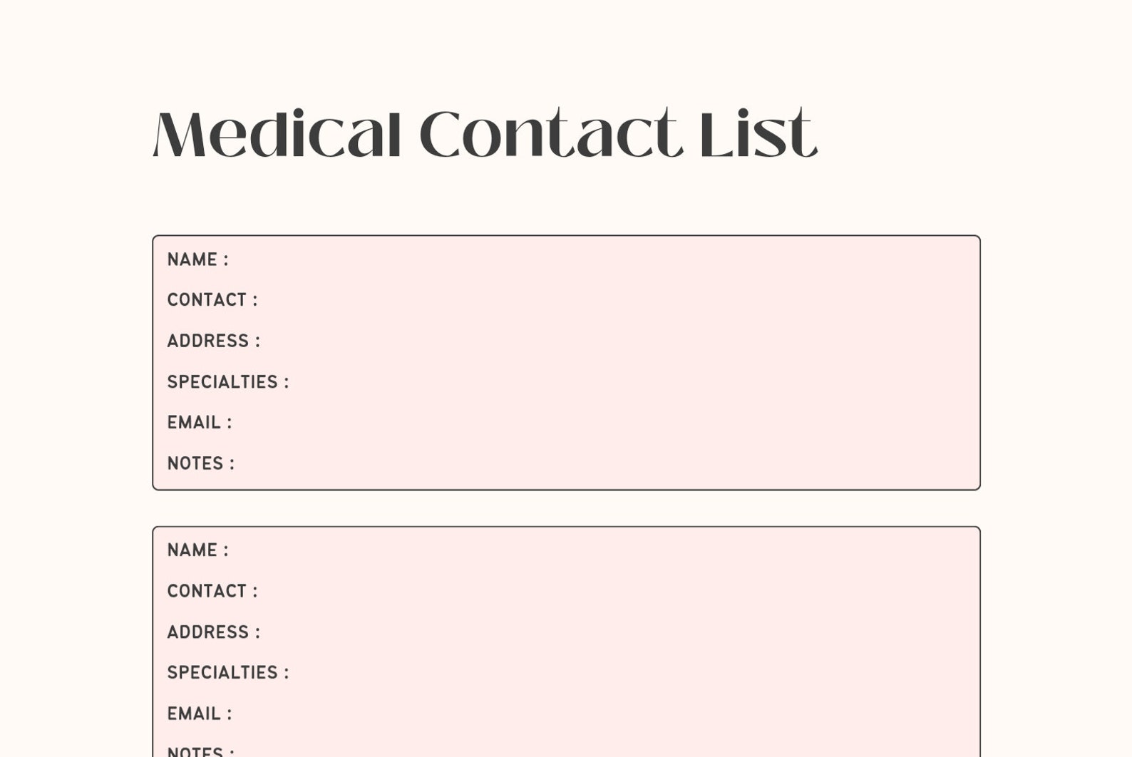 Printable Medical Tracker, Health Journal Template, Personal Health ...
