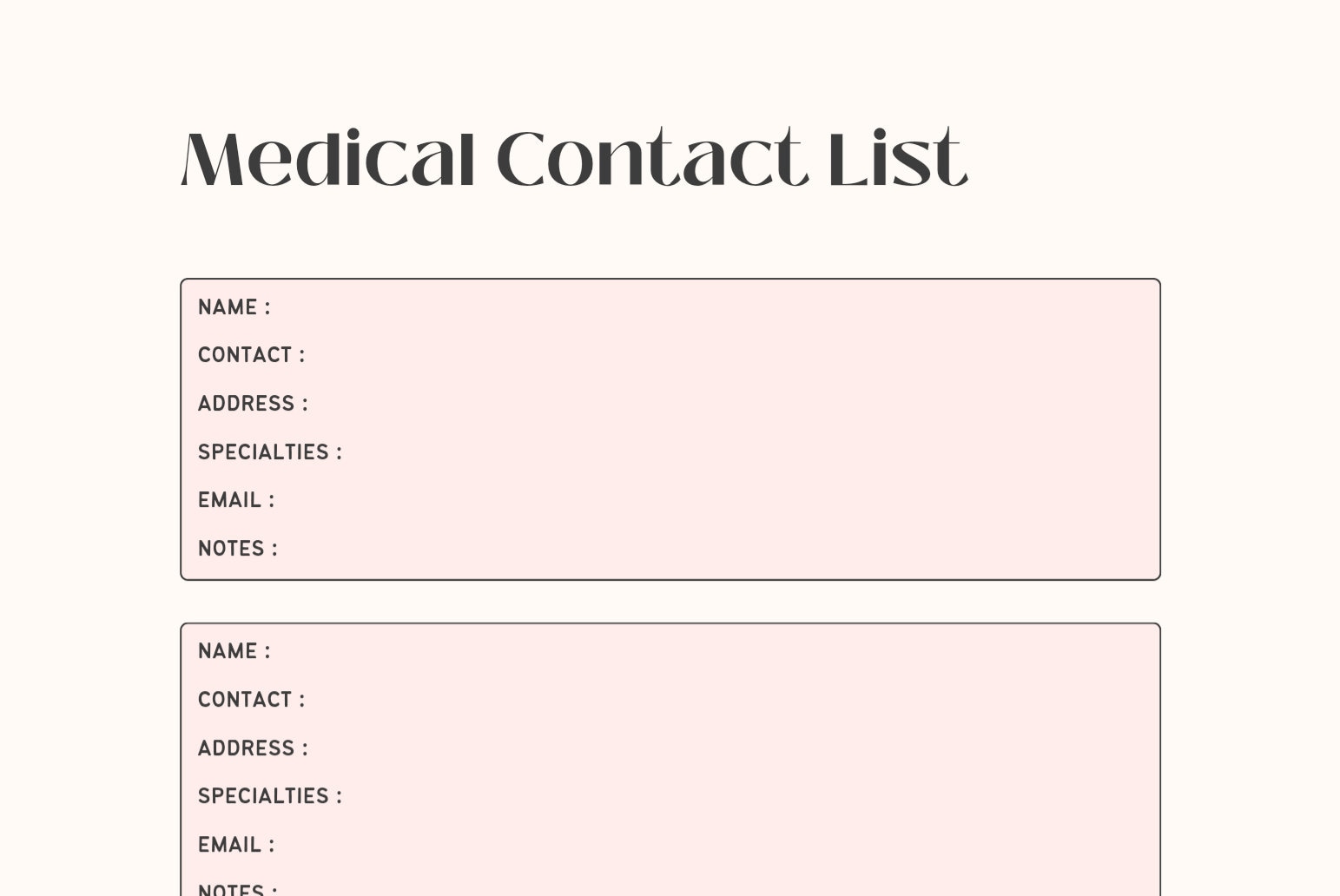 Printable Medical Tracker, Health Journal Template, Personal Health ...