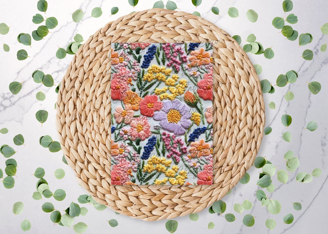 Embroidery Meadow Flowers Floral Pattern Polymer Clay - Etsy