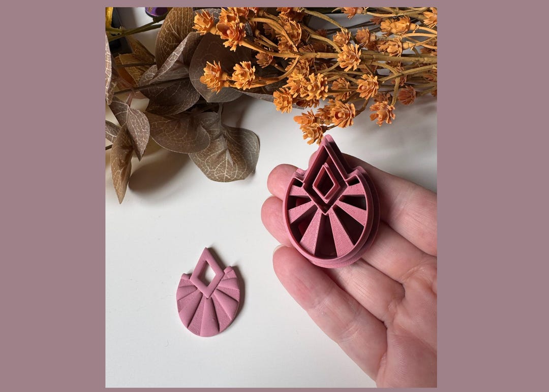 Art Deco Fan Shape A Imprint Clay Cutter | Polymer Clay Earring Cutter ...