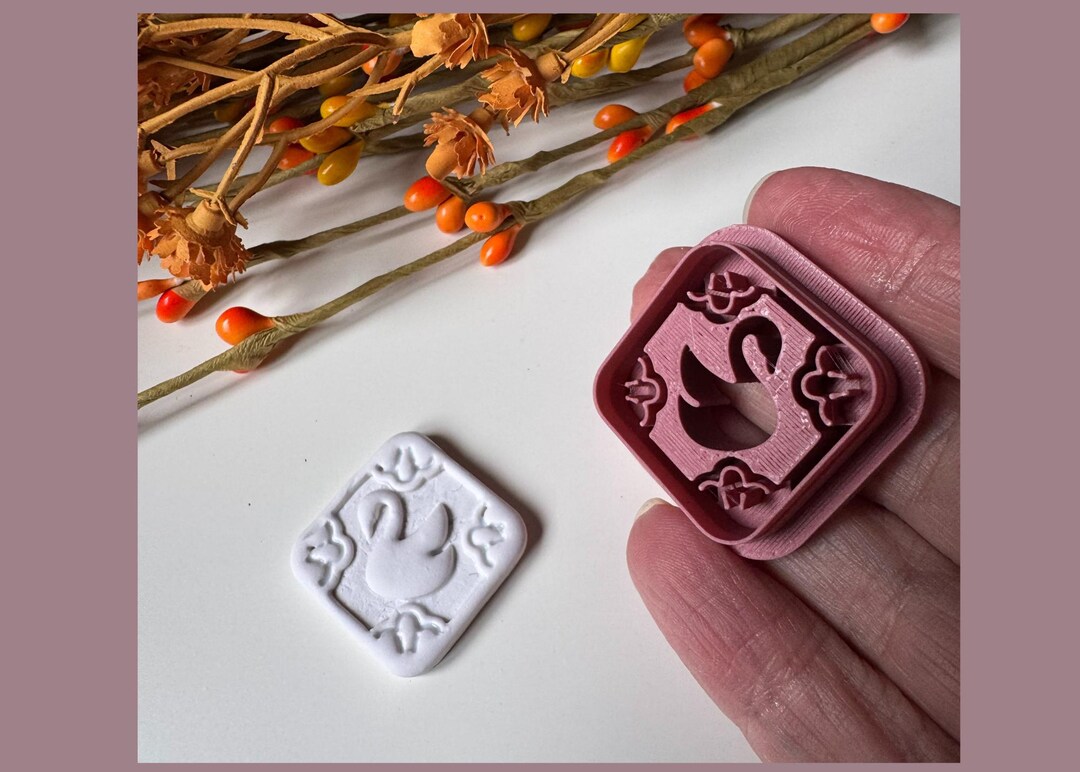 Ornate Swan Embossed Clay Cutter | Boho | Floral | Polymer Clay Earring ...