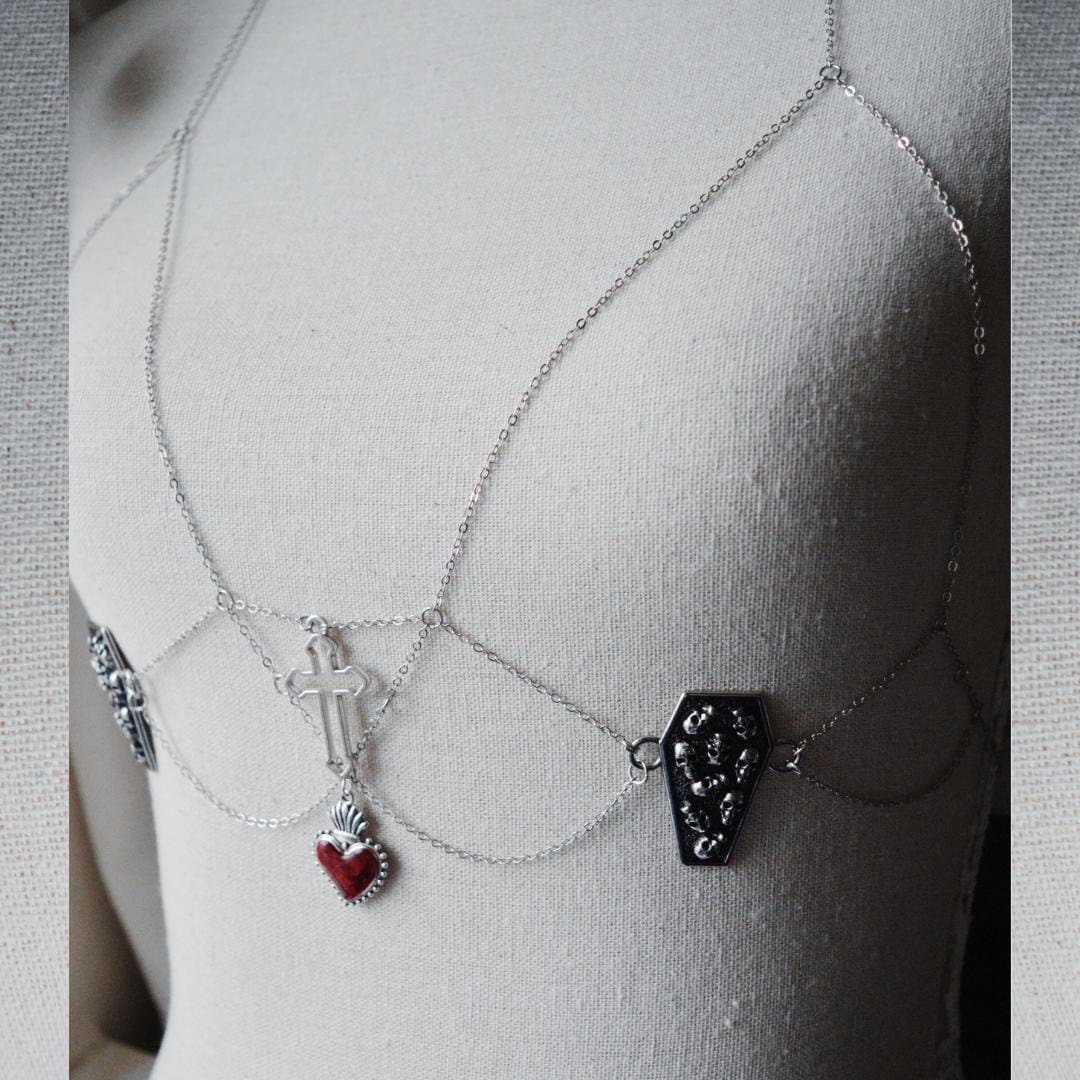 Six Feet Under Silver Chain Sacred Heart Bralette - **ONE OF ONE ...