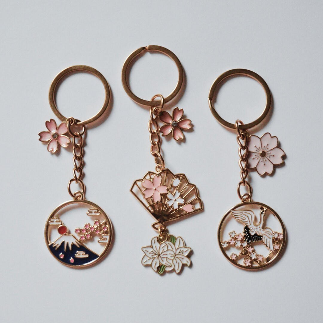 Blossom Season Painted Gold Keychains (~unique, Unusual, Statement ...