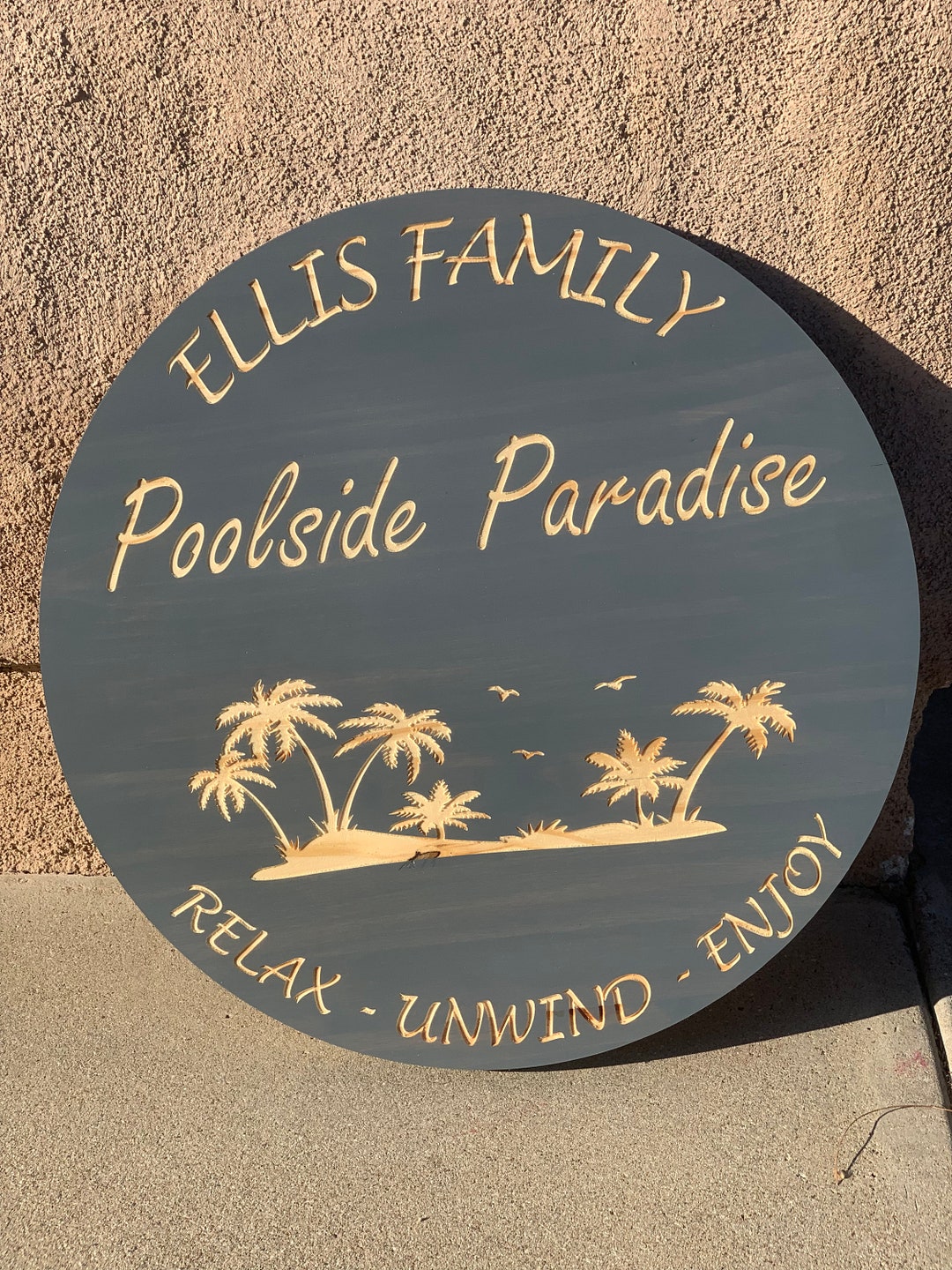 ENGRAVED Wood Sign Custom Personalized Outdoor Patio Sign father's Day ...