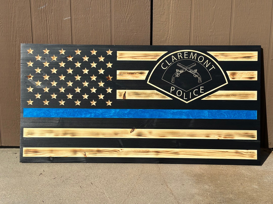 Custom Wood Sign Blue Line - Etsy