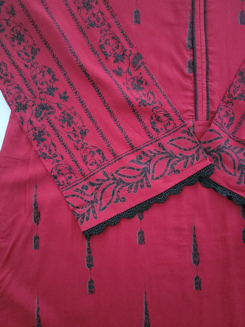 Pakistani Designer Shalwar Kameez Block Printed Linen Shirt, Woven ...