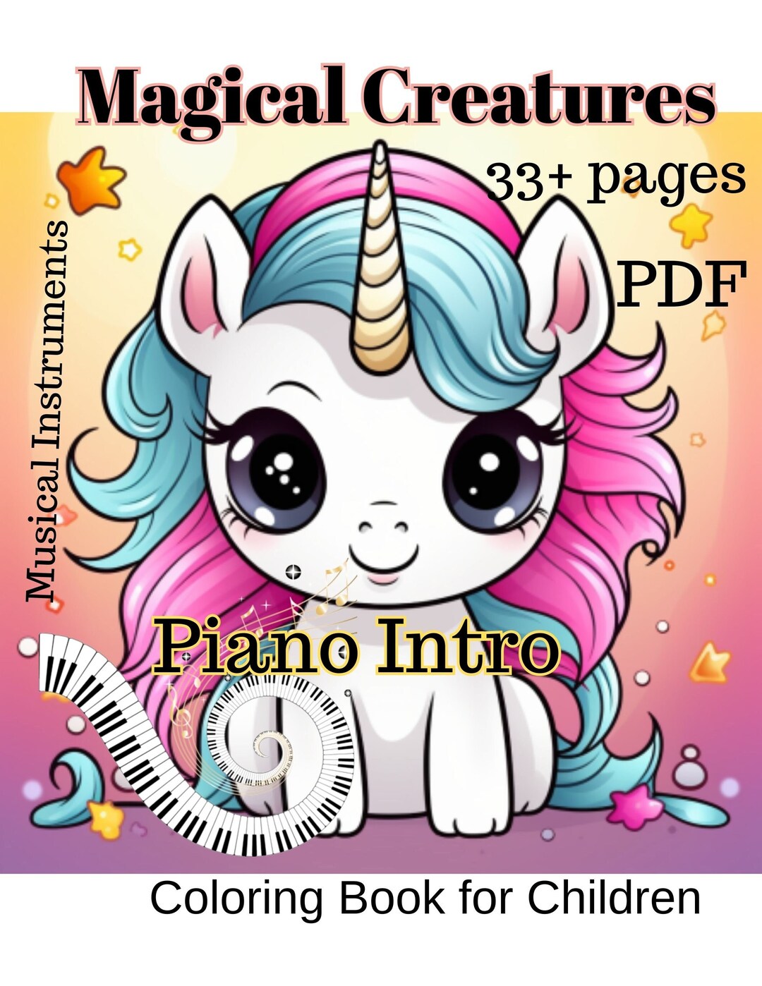 Magical Creatures Musical Instruments Wizardry School Coloring Book ...