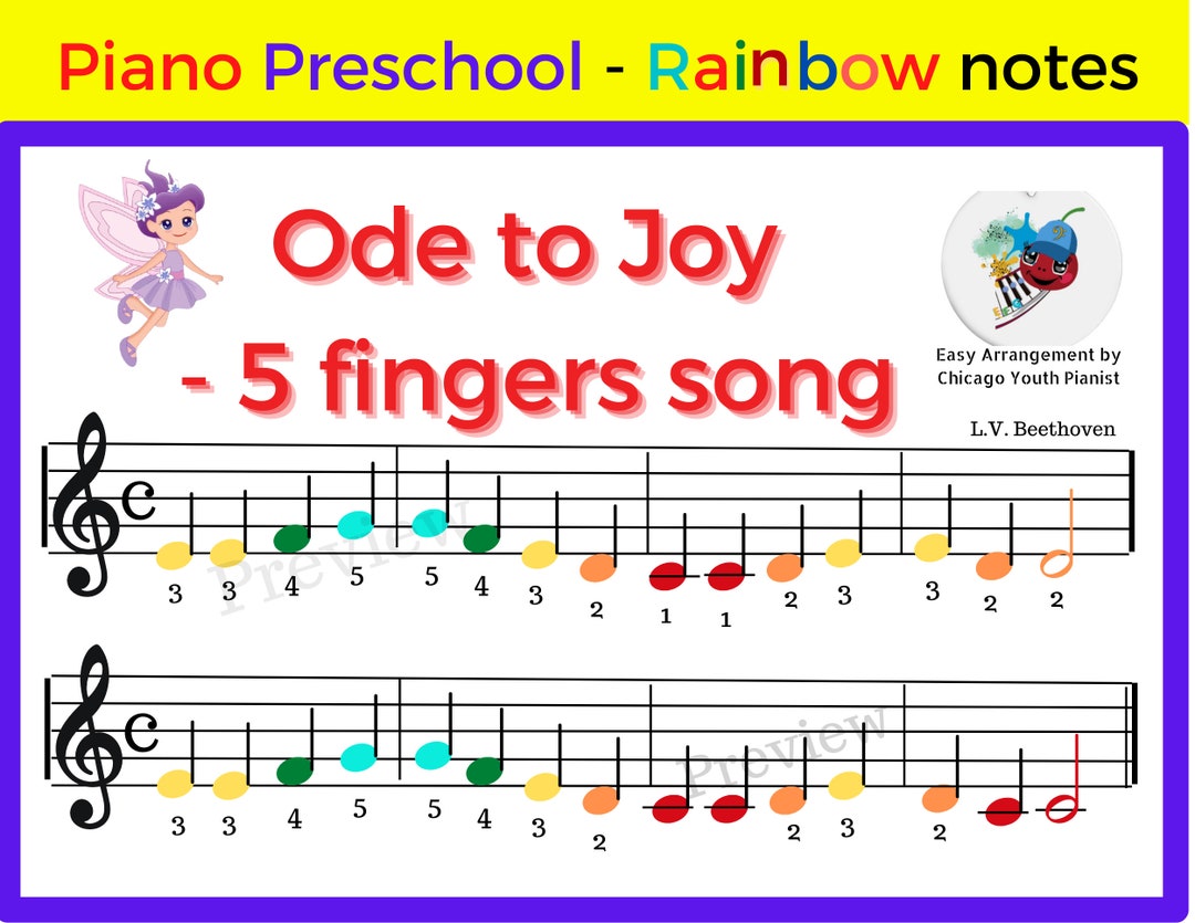 Preschool Piano 5-finger Rainbow Notes Children's EZ Piano Popular ...