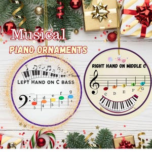 Music Circles Ornaments Stickers Notes Piano Alphabet Treble Bass Clef ...