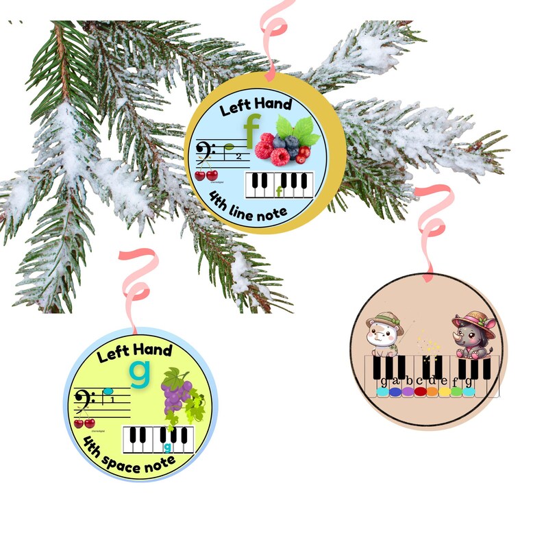 Music Circles Ornaments Stickers Notes Piano Alphabet Treble Bass Clef ...