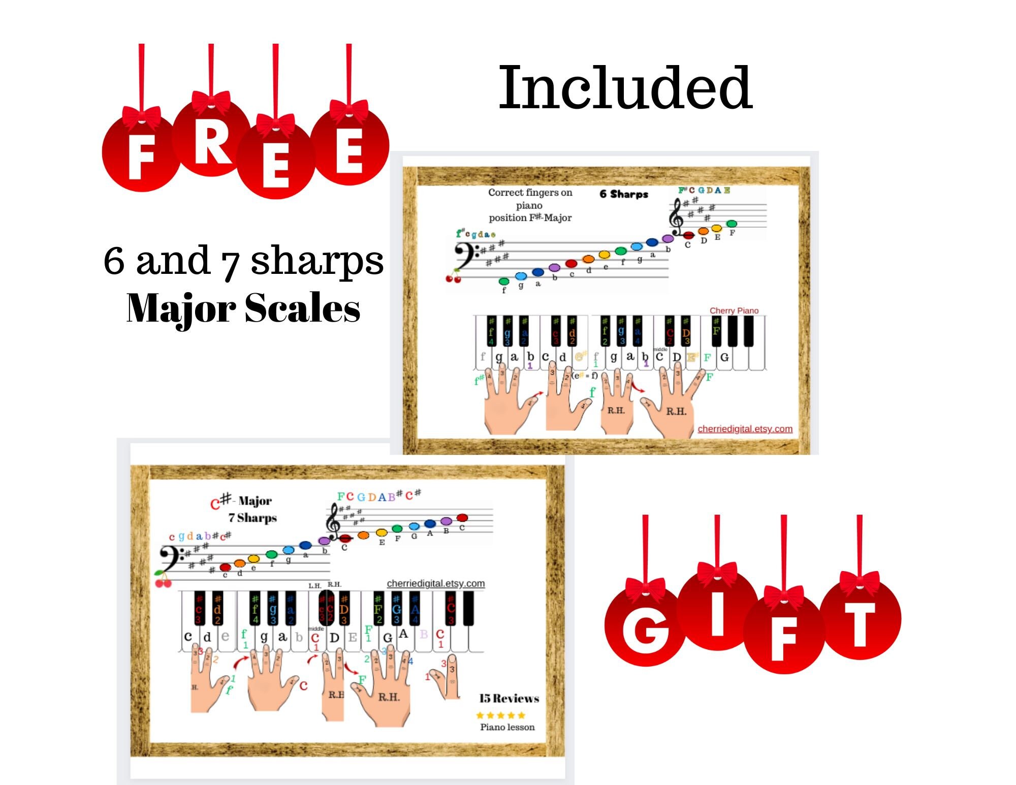 Piano Scales 1 to 5 Sharps Major Piano Scales, Sheet Music, Best Gift ...