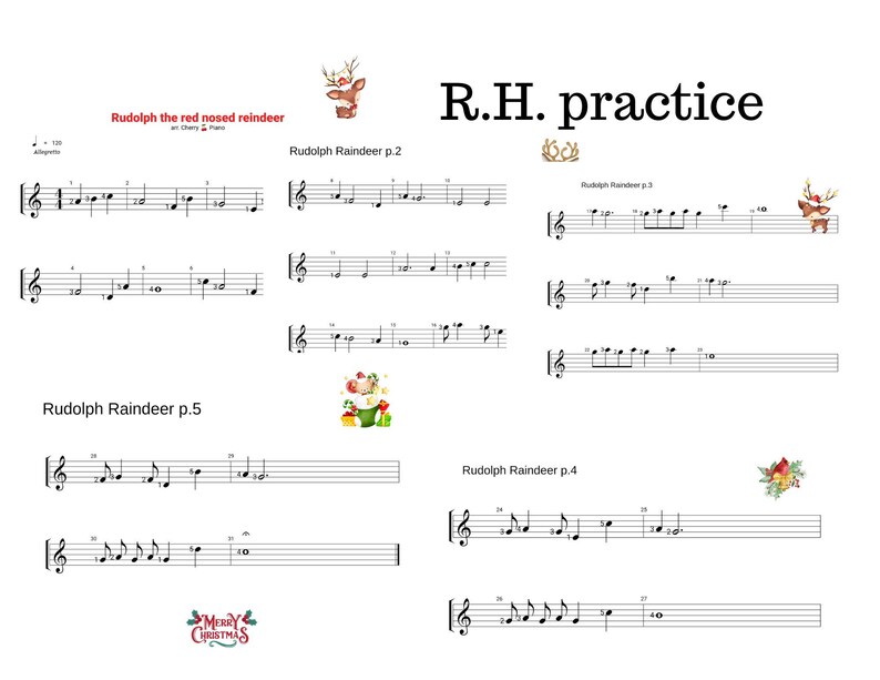 Rudolph the Red Nosed Reindeer PDF Png Audio-video Notes With Letters ...