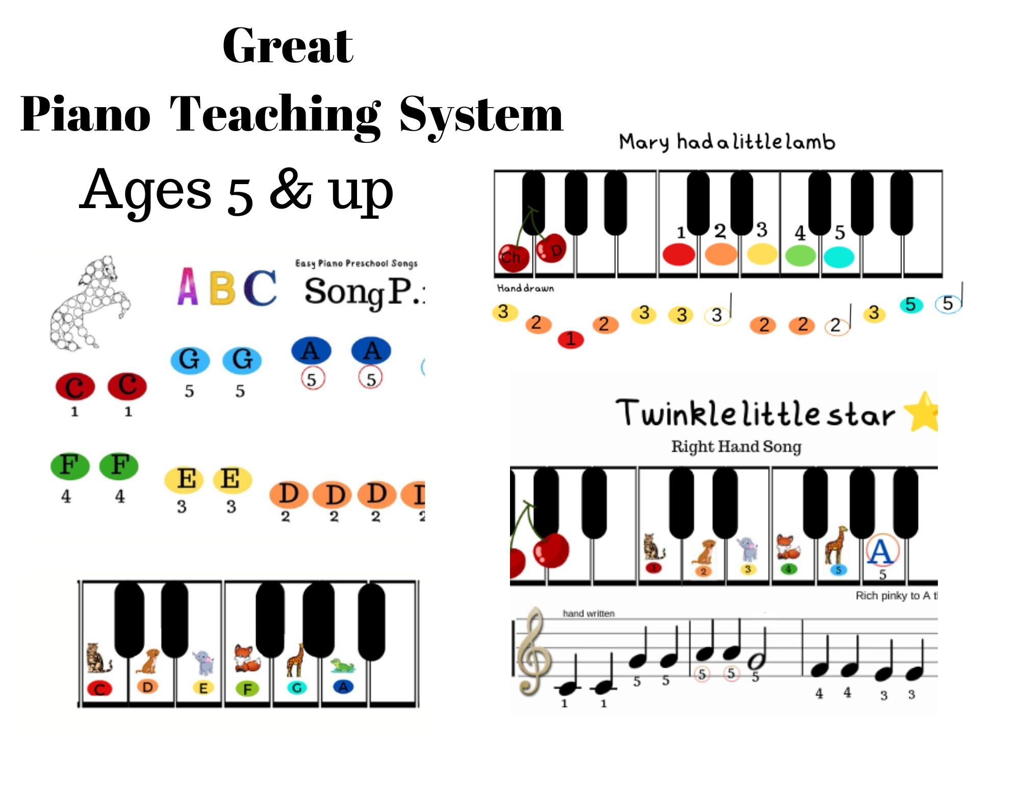 Preschool Easy Piano Songs Beginners Piano Lessons, Sheet Music, Large ...