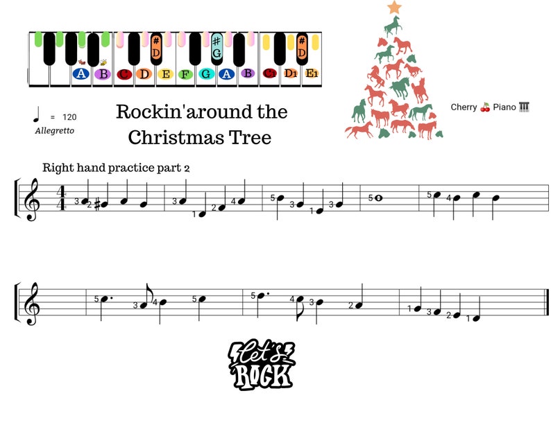 Christmas Easy Piano Sheet Music Rocking Around the Christmas Tree ...