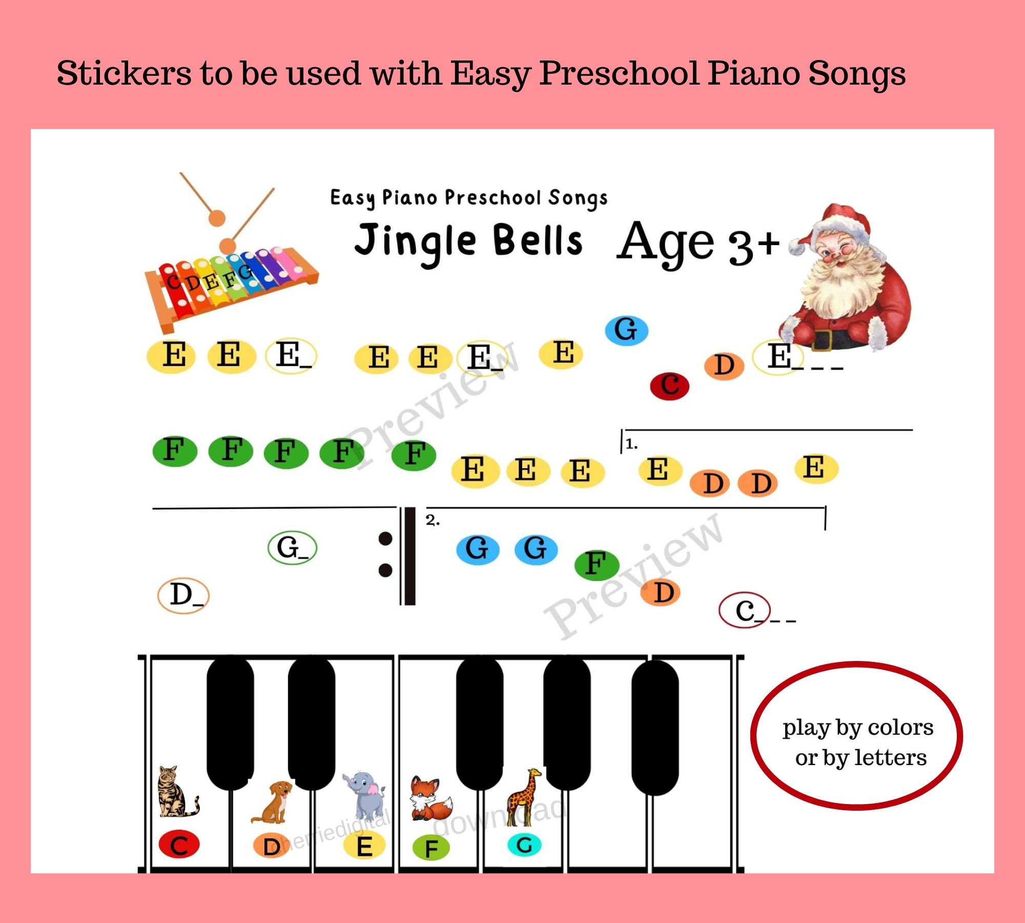 Music Alphabet Stickers for Piano Keys Beginning Piano Very Young ...
