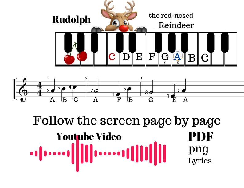 Rudolph the Red Nosed Reindeer PDF Png Audio-video Notes With Letters ...