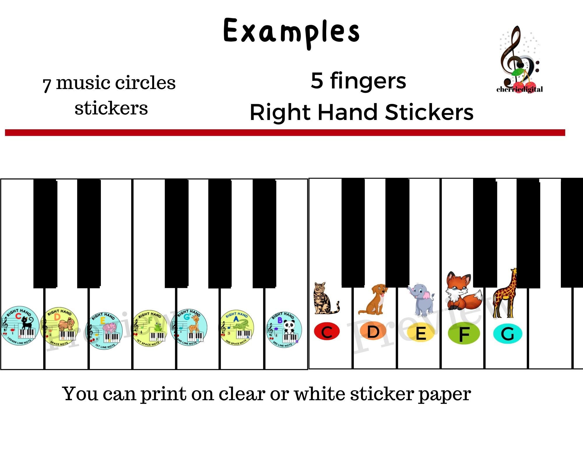 Music Alphabet Stickers for Piano Keys Beginning Piano Very Young ...