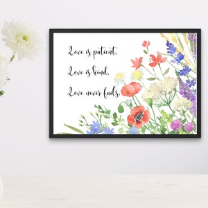 Love is Patient, Love is Kind, Love Never Fails; Bible Verse Digital ...