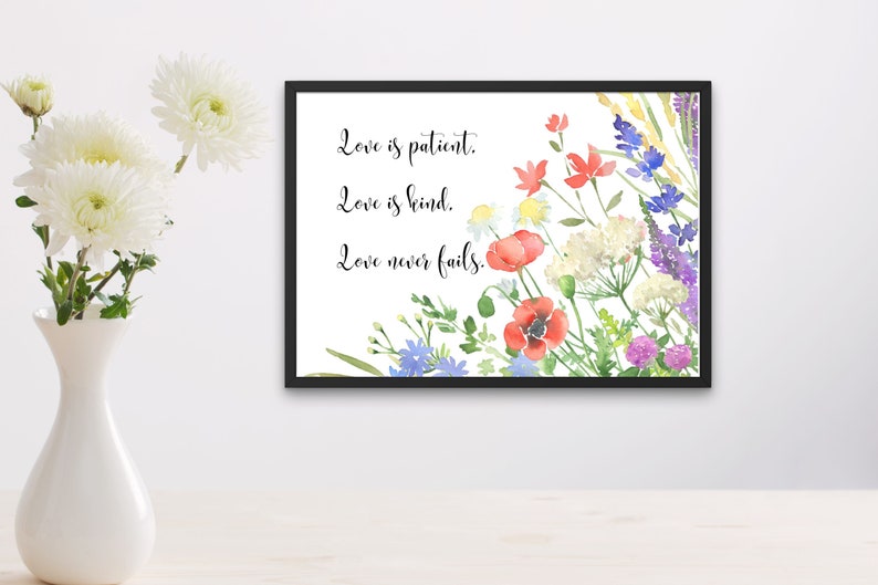 Love is Patient Floral Bible Verse Print (digital Download) - Etsy