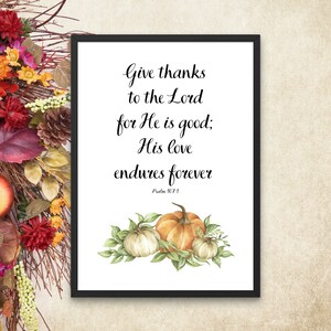 Psalm 107:1, Give Thanks to the Lord; Thanksgiving Bible Verse Digital ...