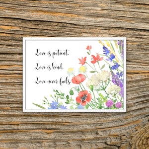 Love is Patient, Love is Kind, Love Never Fails; Bible Verse Digital ...