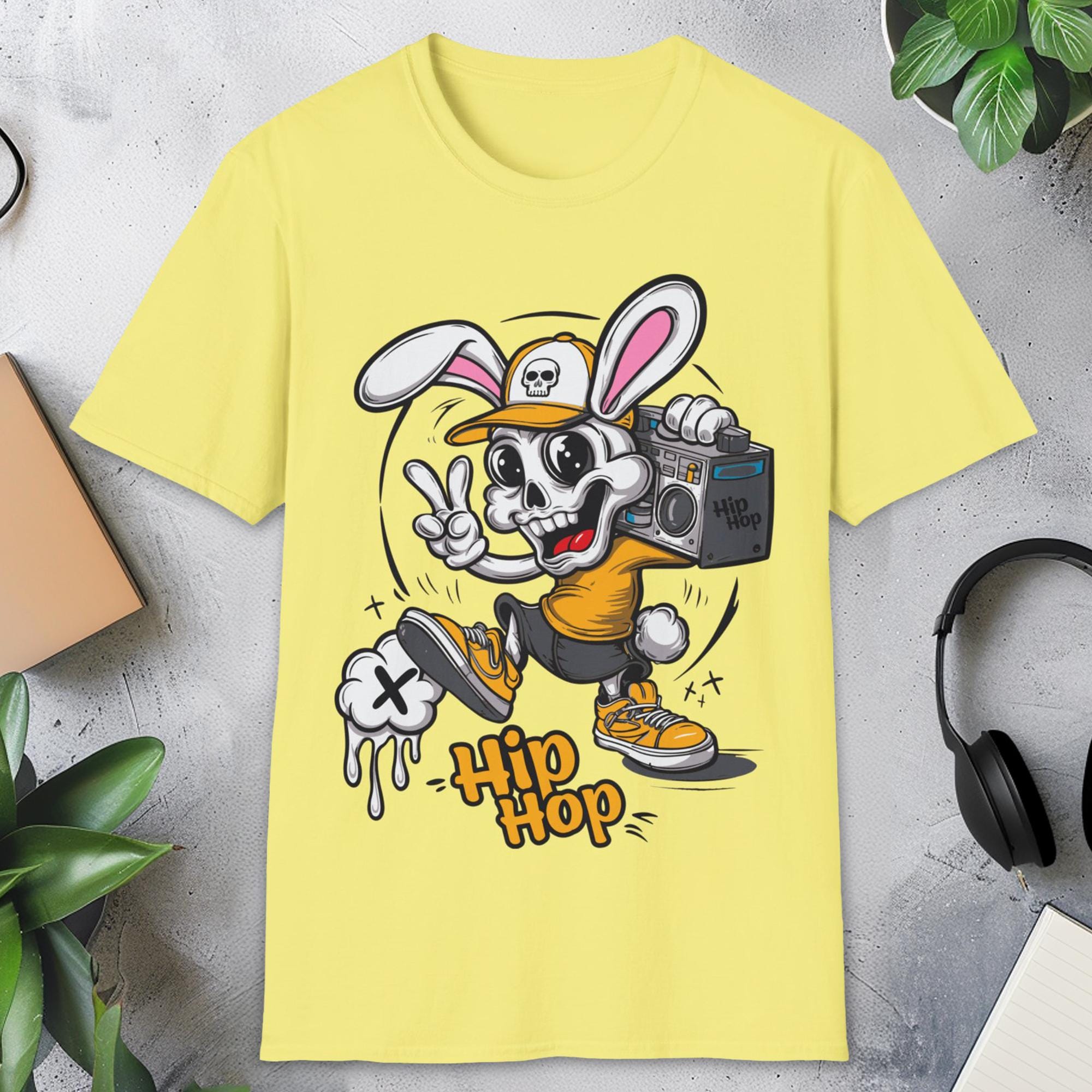 Hip-hop Bunny Illustration T-shirt - Vibrant Cartoon With Boombox ...