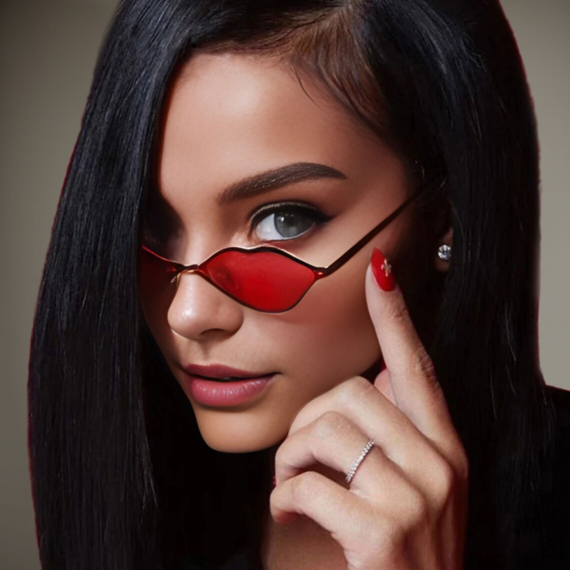 Retro Red Lips Sunglasses 50s 80s Style Glasses: Vintage Chic Shades ...