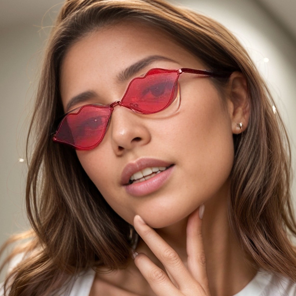 Retro Red Lips Sunglasses 50s 80s Style Glasses: Vintage Chic Shades ...