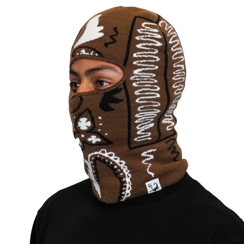 Brown Pasley Bandana Paisley Balaclava Yeat Ski Mask Foldable Beanie ...