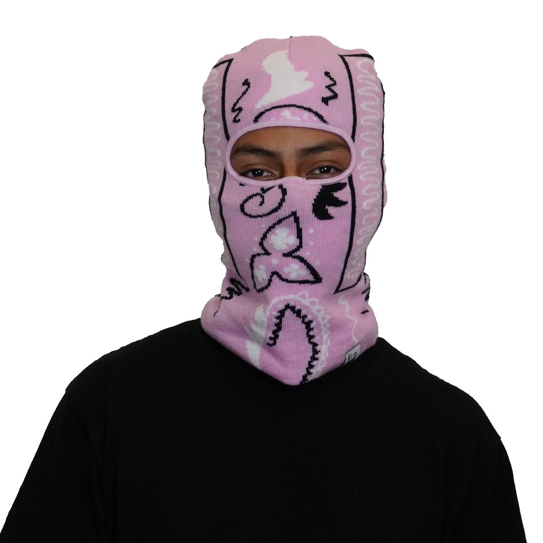 Pink Pasley Bandana Paisley Balaclava Yeat Ski Mask Foldable Beanie Cap ...