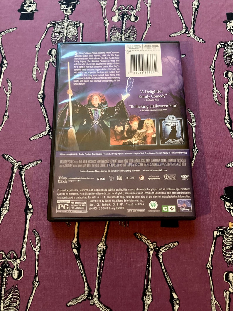 Hocus Pocus DVD 1993 Disney Film Family/comedy/supernatural/halloween ...