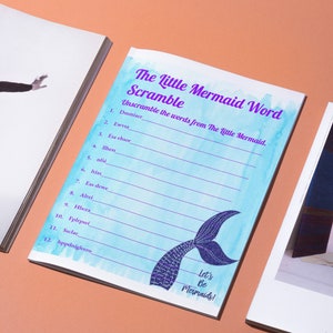 The Little Mermaid Word Scramble / Mermaid Theme Party/ Girls Birthday ...