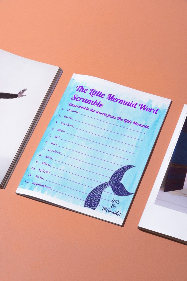 The Little Mermaid Word Scramble / Mermaid Theme Party/ Girls Birthday ...