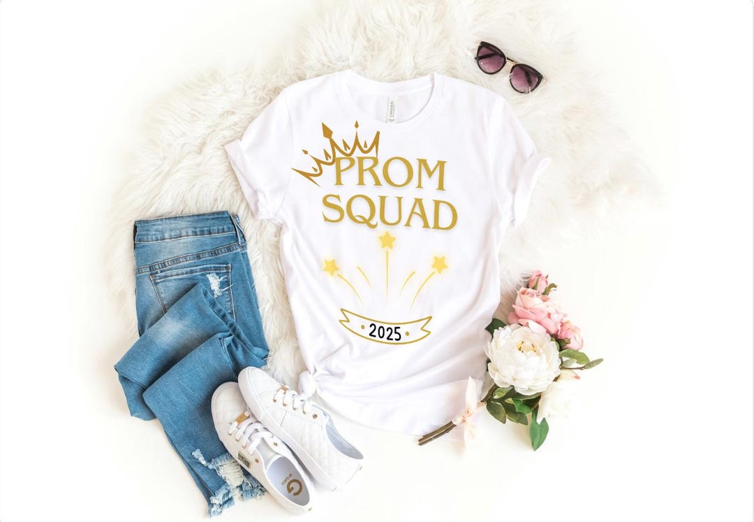 Prom Squad 2025 Cotton Tee, Graduation Shirt, Fun Squad Tee, Event ...