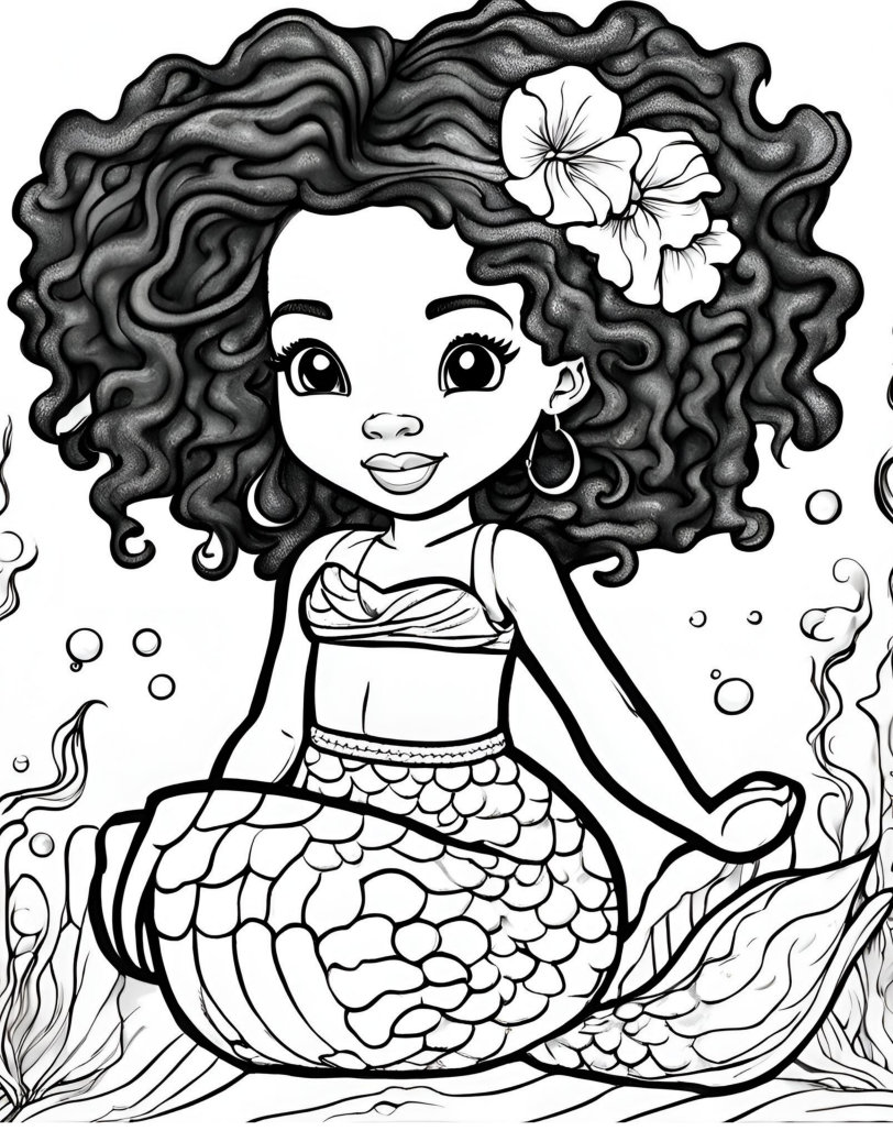 Black Mermaid Life Coloring Pages | Mermaid Coloring Pages | Mermaids ...