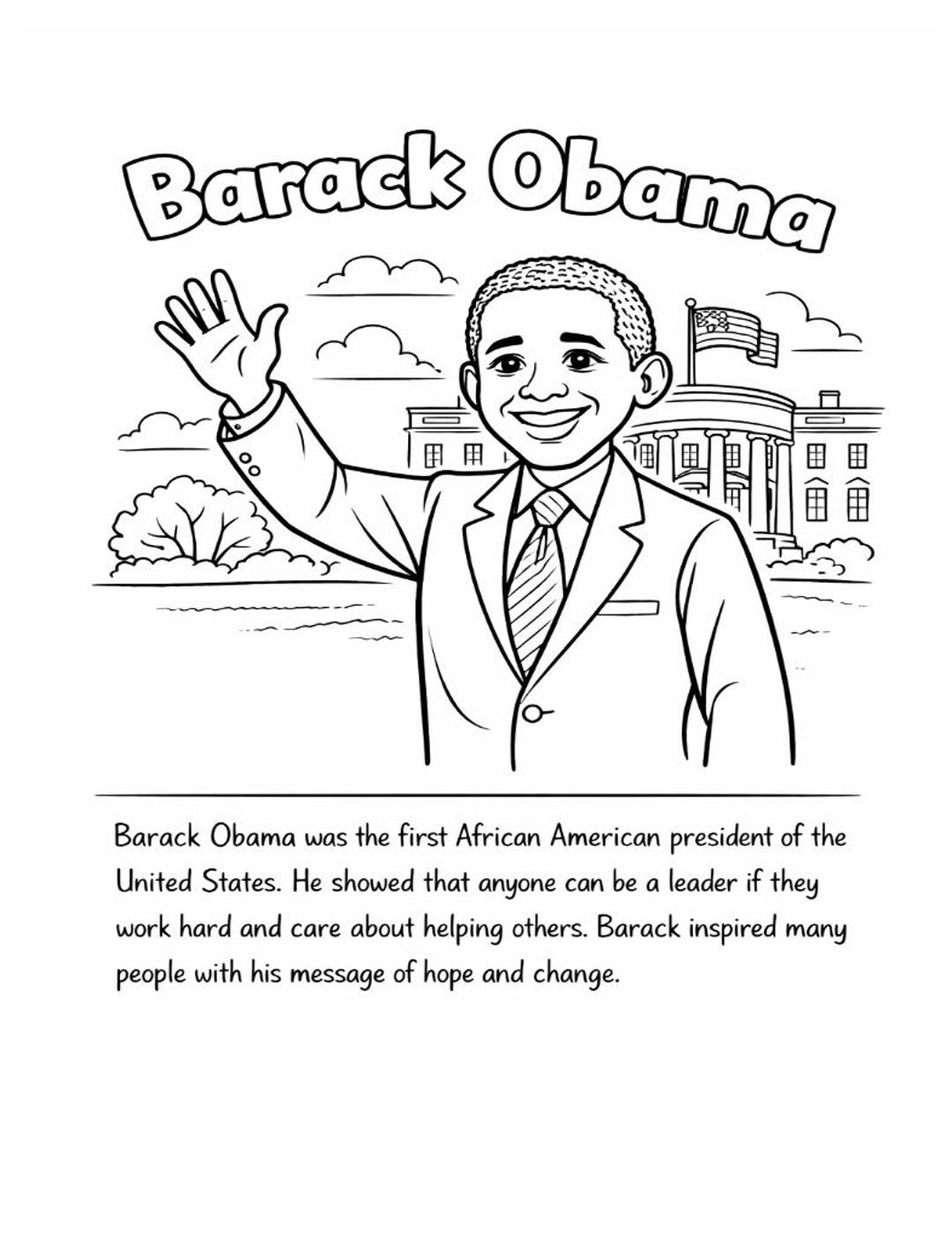 Barack Obama Coloring Page | Black History Month | Digital Download - Etsy