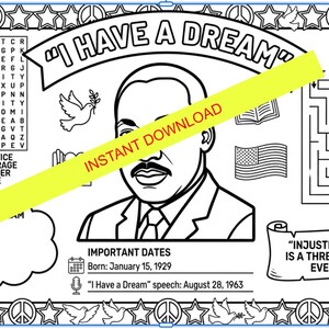 MLK Jr. Activity Placemat | Black History Month Worksheet (digital ...