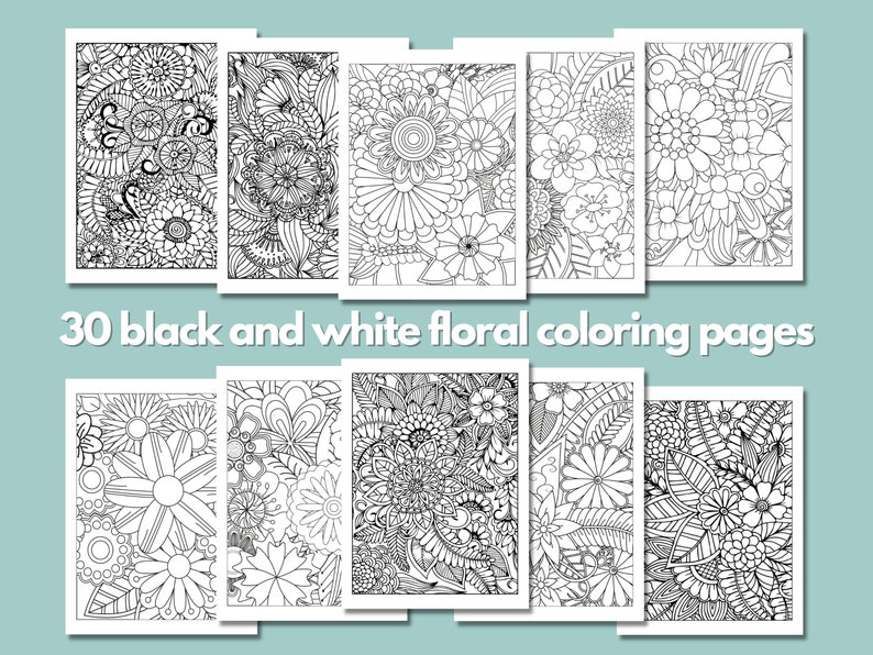 30 Beautiful Floral Coloring Pages | Flower Adult Teens Coloring Pages ...